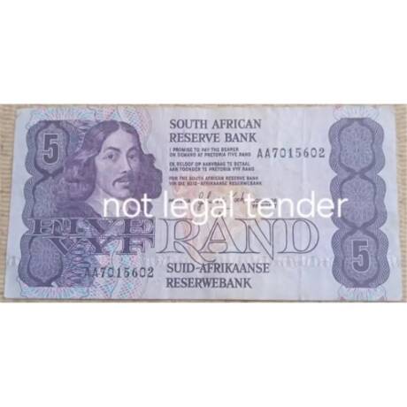 1989 Five Rand R5 Note G De Kock *** EF *** ID 3301 - Vintage Treasures